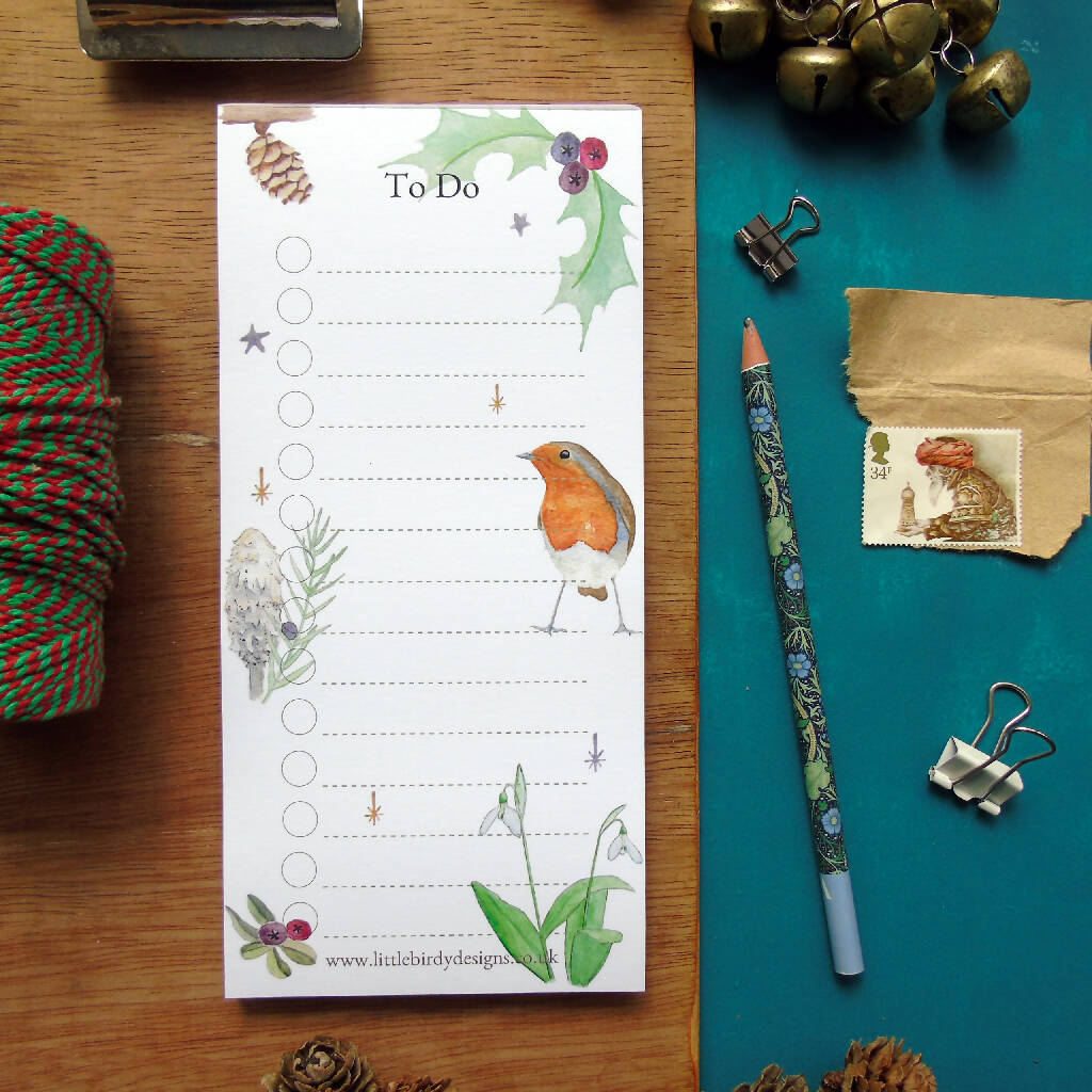 Robin To Do List Christmas Notepad | Country Living Marketplace