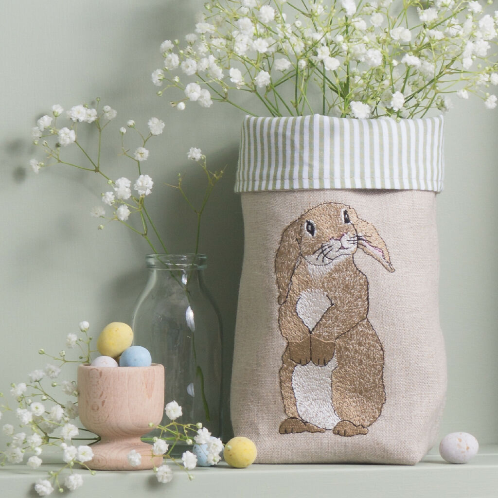 Rabbit Embroidered Fabric Pot by Kate Sproston Design – Country Living ...