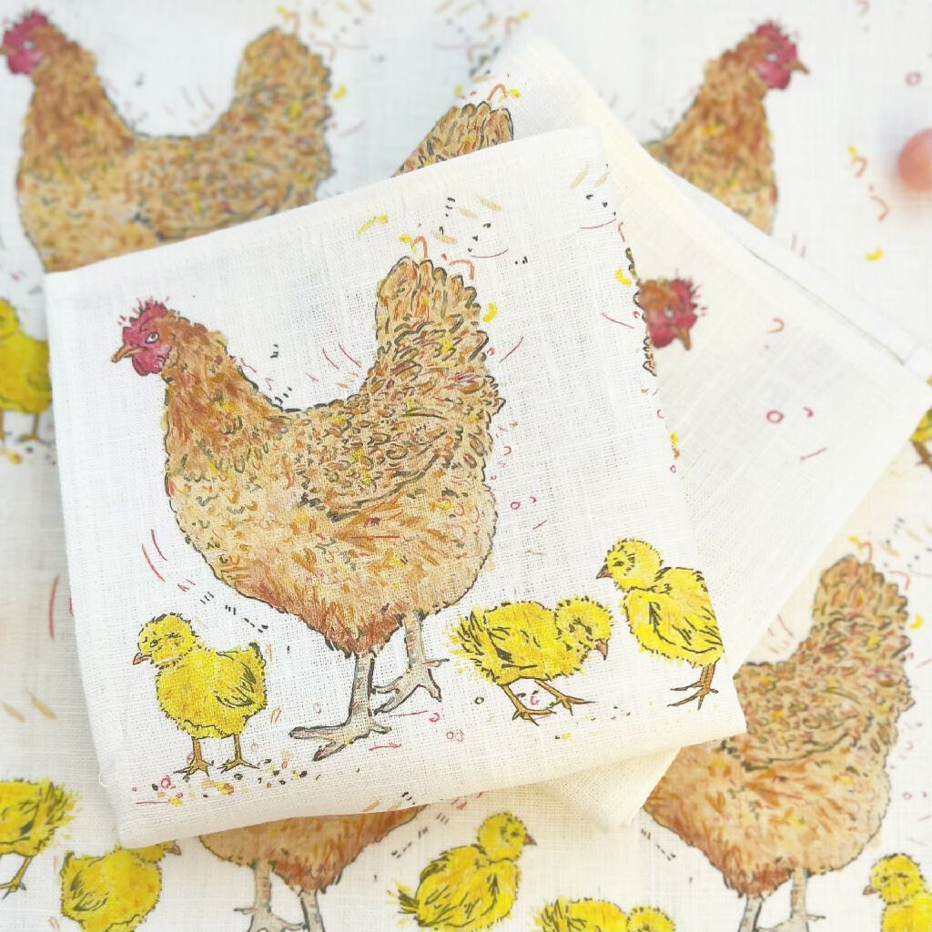 Lottie Lane Designs Hen and Chick Linen Napkins – Country Living ...