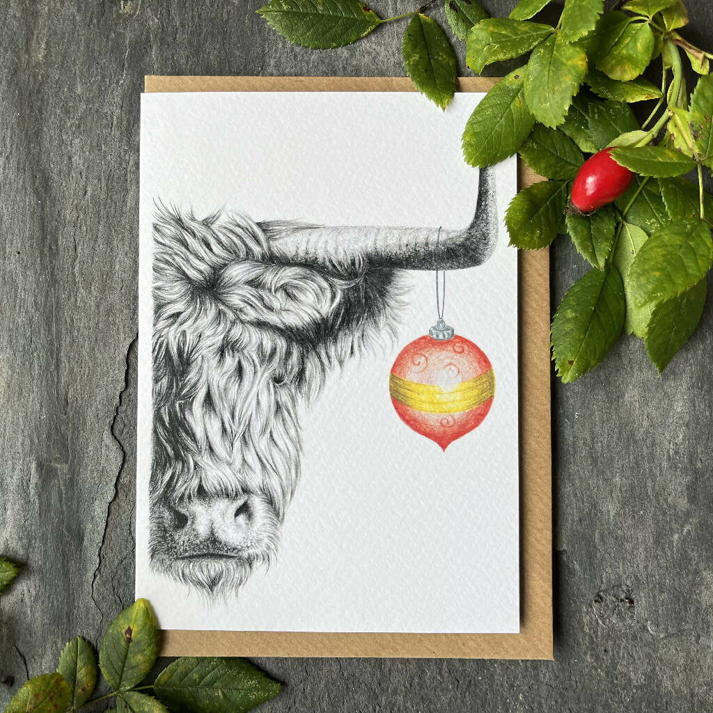 Highland Cow Christmas Card | The Country Living Marketplace