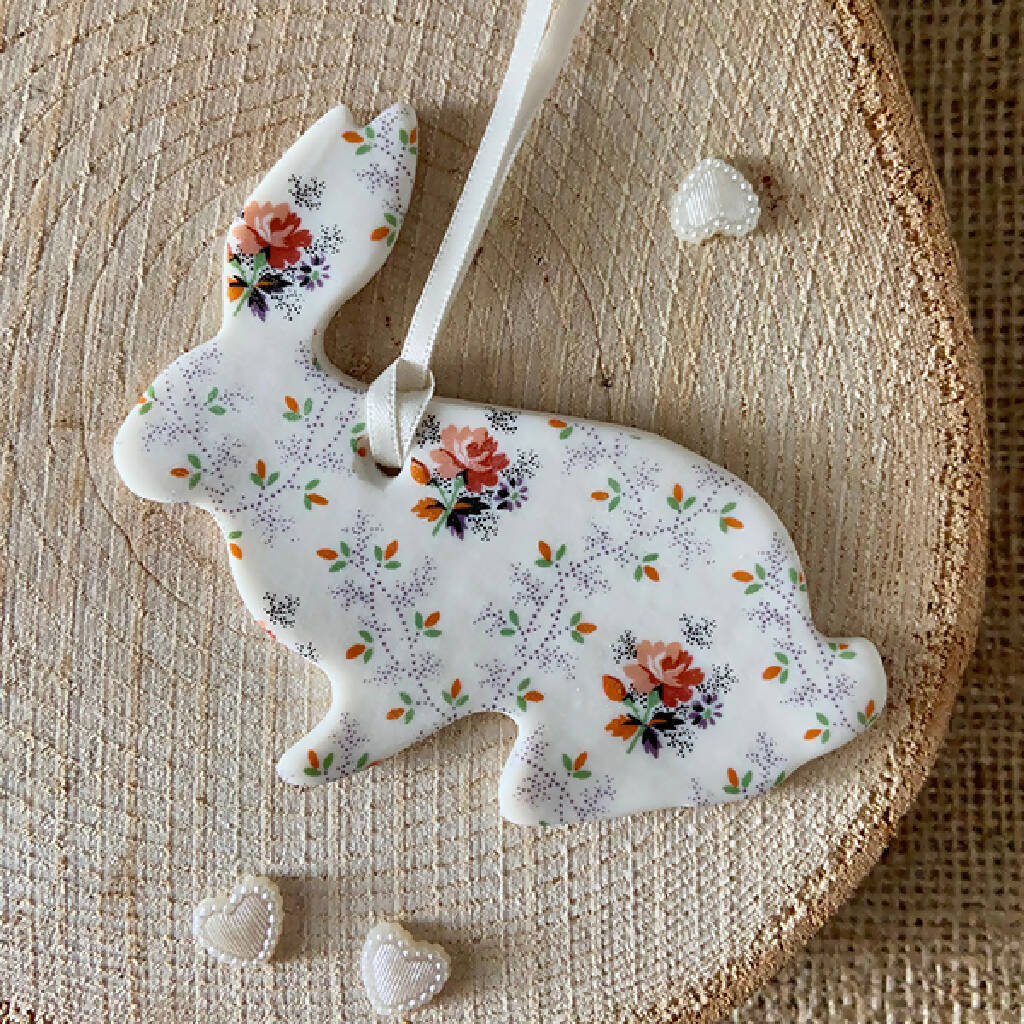 Porcelain Rose Rabbit Decoration|Country Living Marketplace