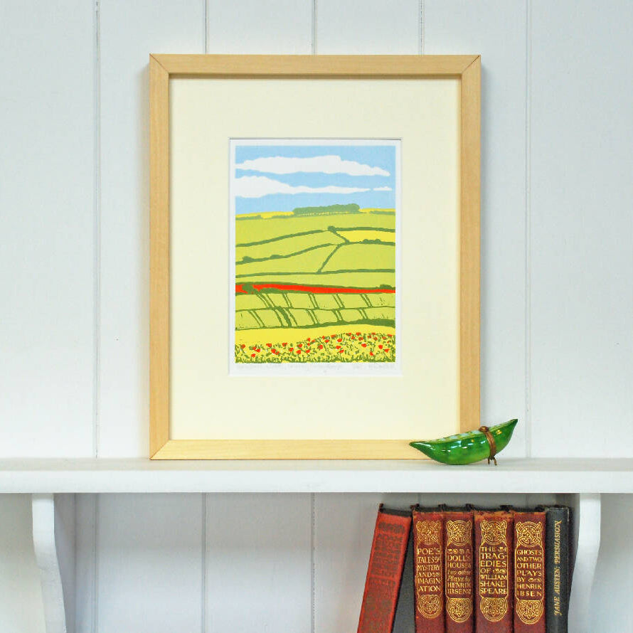 Yorkshire Wolds, leaving Fridaythorpe Limited Edition Original Linocut ...