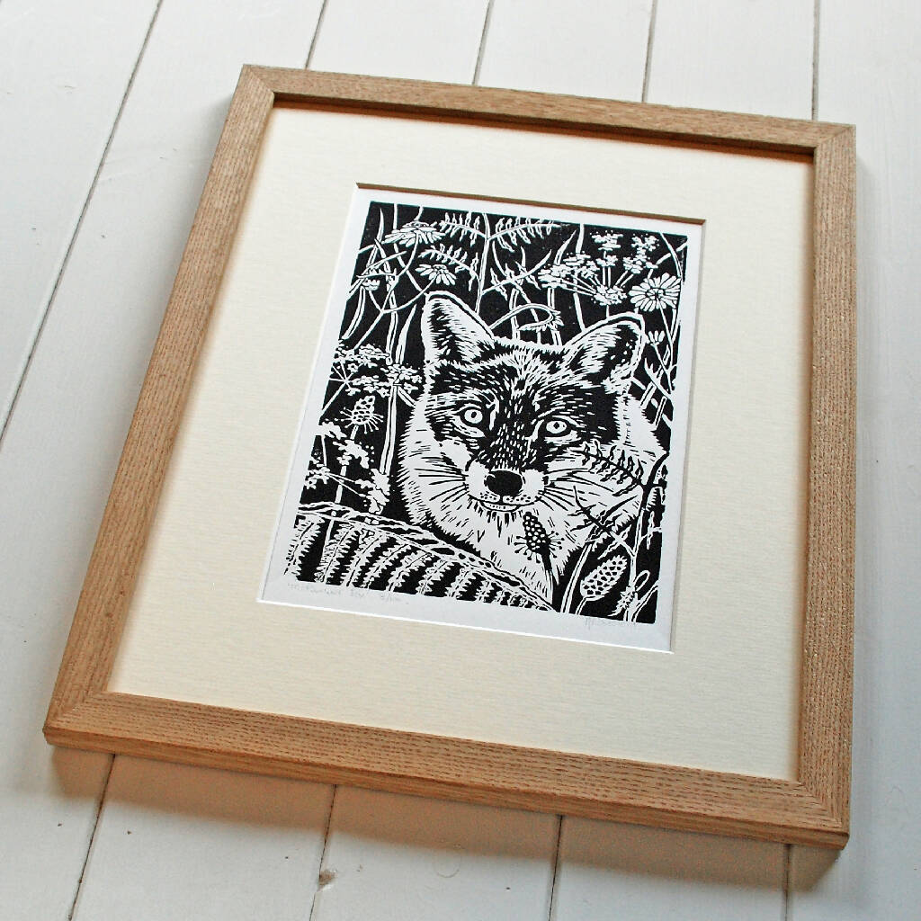 Midsummer Fox Original Linocut Print|Country Living Marketplace