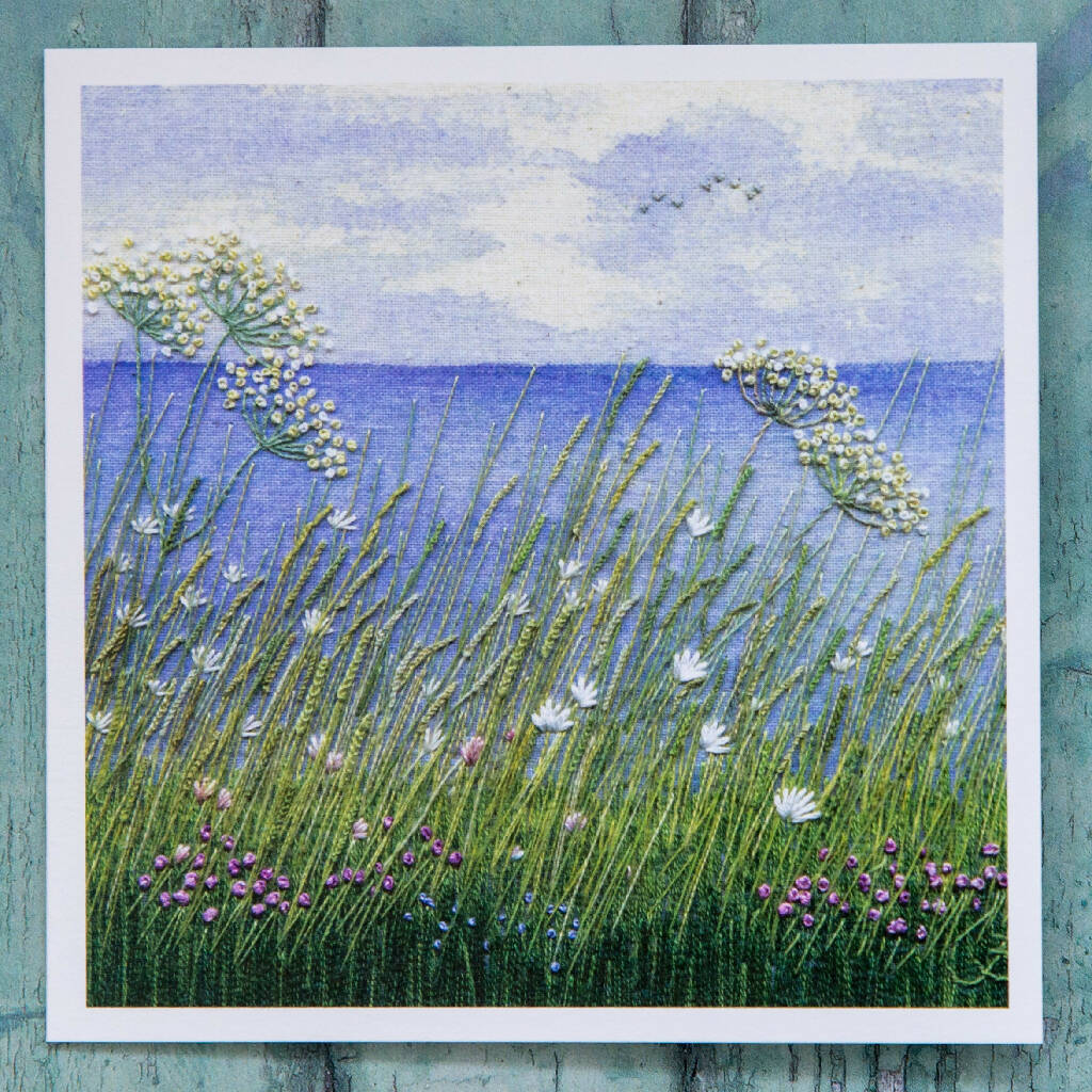 Sea Breeze greetings card by Jo Butcher Embroidery Artist| Country ...