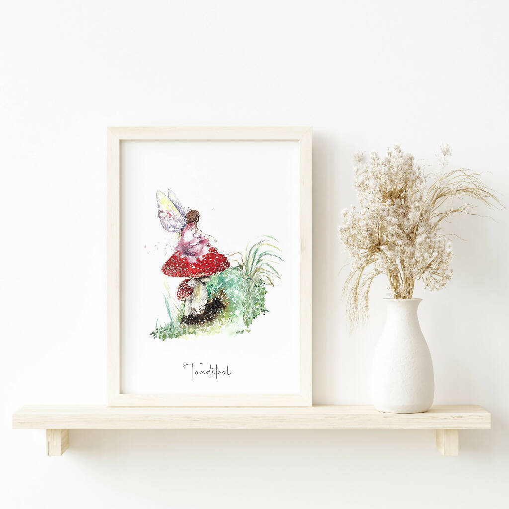 Watercolour Toadstool Fairy Art Print | Country Living Marketplace